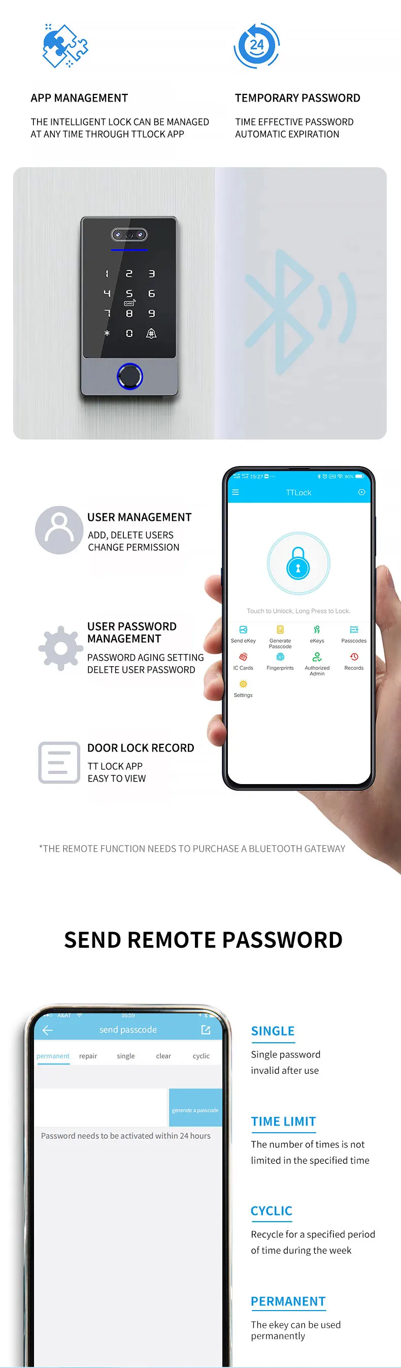 TTlock Waterproof 3D Face Recognition Biometric Access Control System - OEM