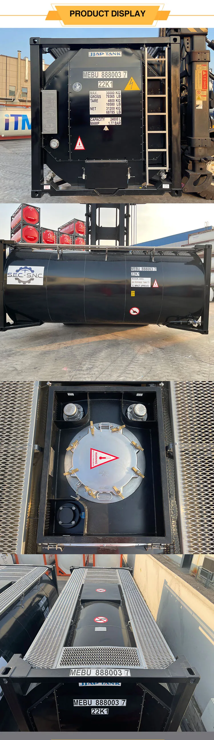 40ft Asphalt Tank Container 52000 Litres Bitumen Tank Container With ...