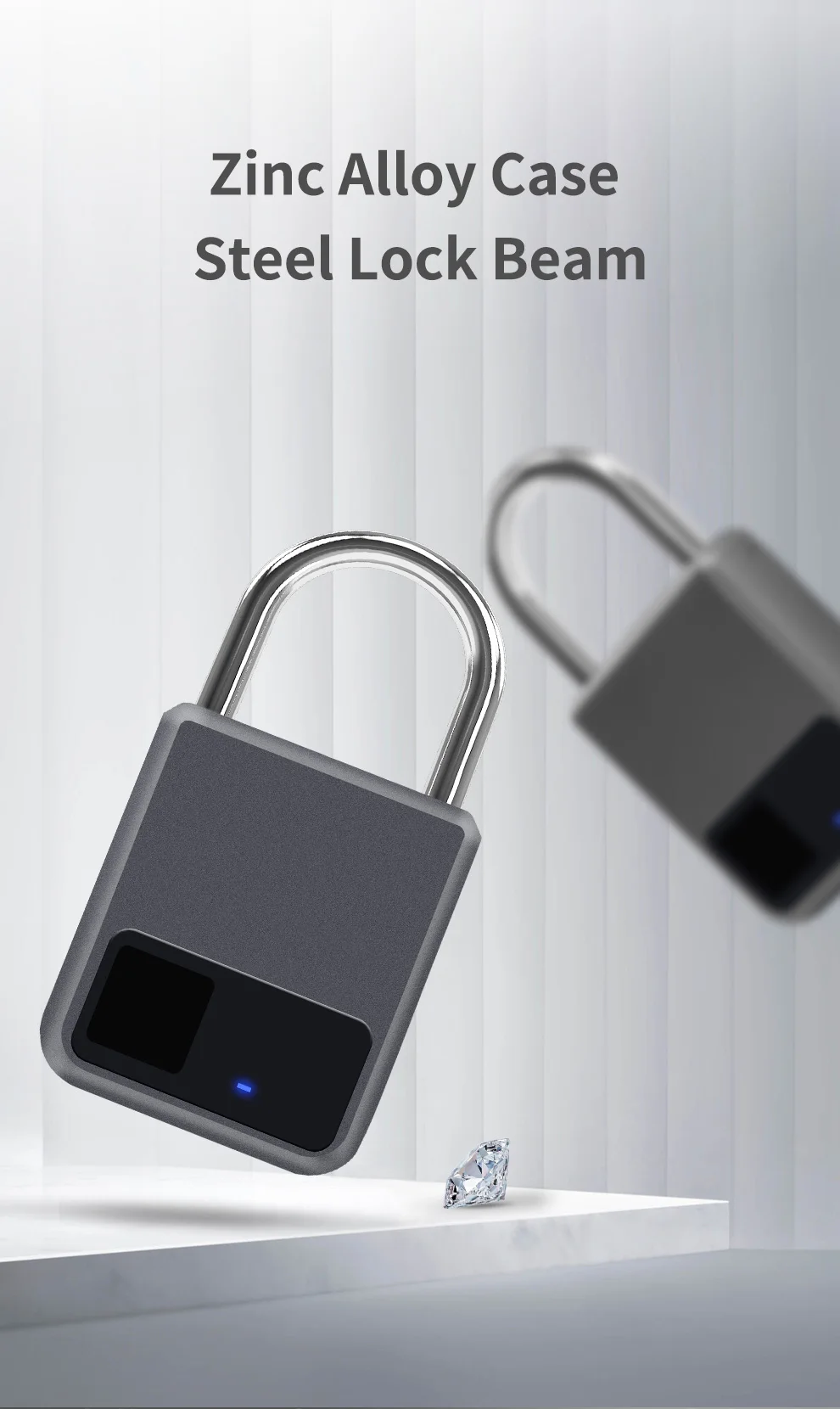 Smart Fingerprint Identification Padlock Lock 20 Groups Fingerprint ...