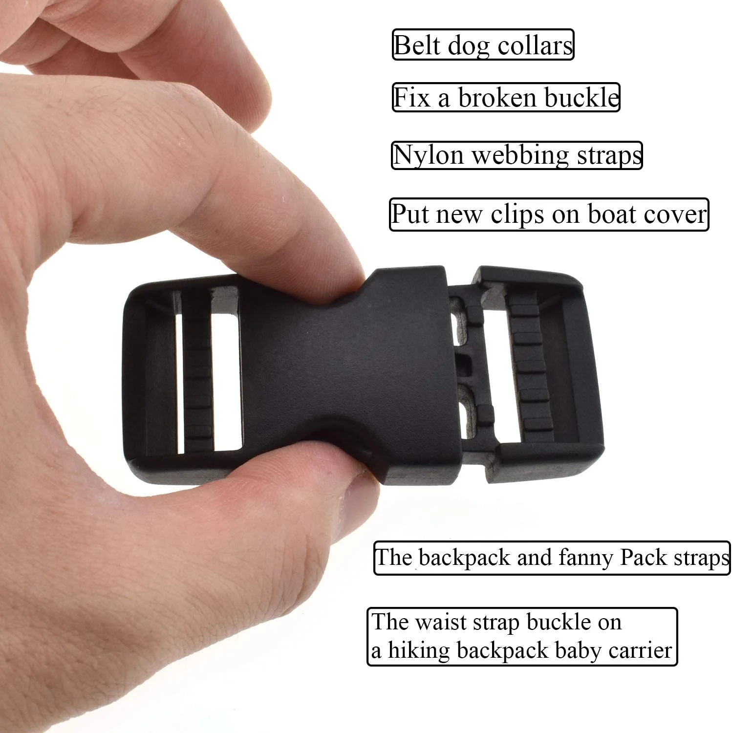 Dual Adjustable Plastic Buckles No Sewing Quick Cam Lock Side Release ...