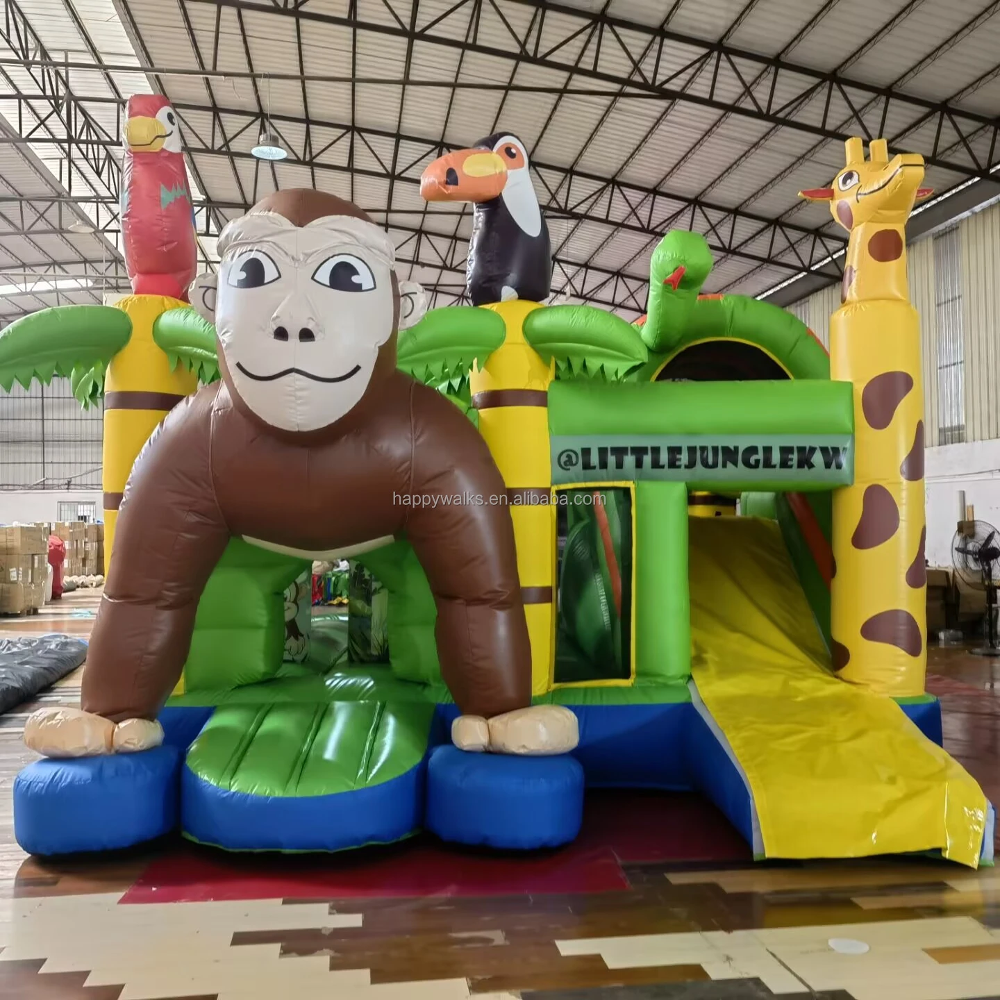 Happy Walk Modern Bouncy Castle Custom Commercial Pvc With Slide Bounce ...