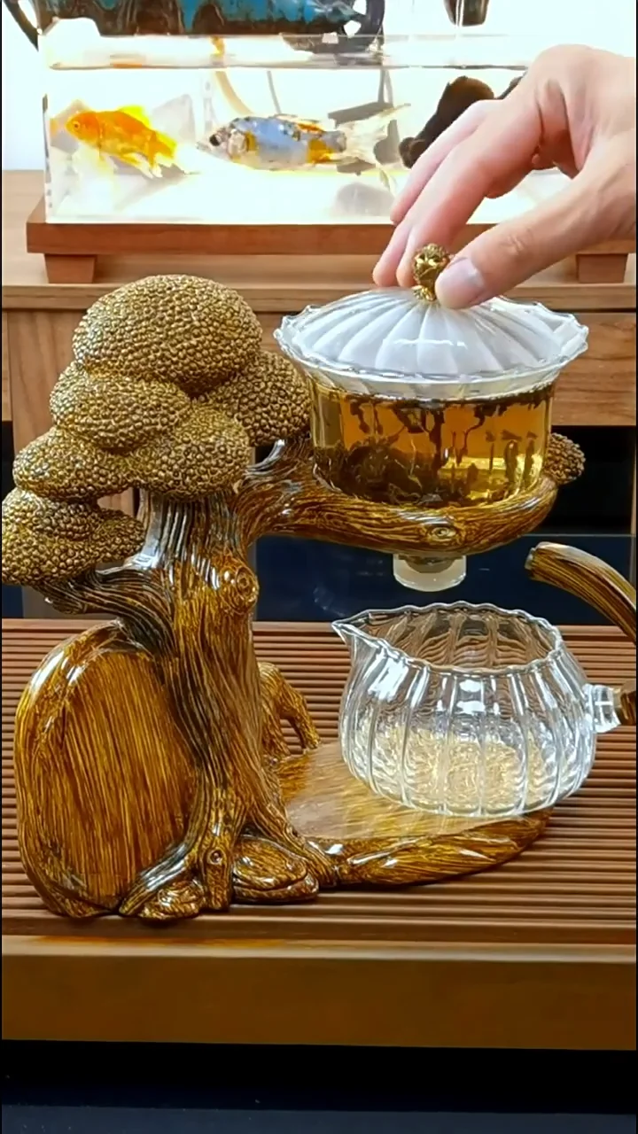 Newell Yingkesong Glass Automatic Set Luxury Pot Set Of 6 Chinese Tea ...