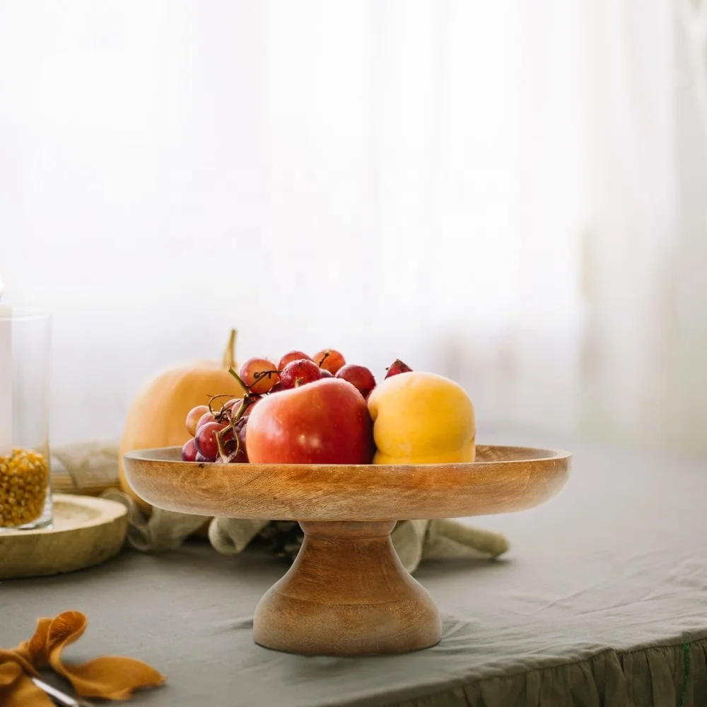 Handcrafted Eco-Friendly Wooden Fruit Bowl with Foot for Kitchen or ...