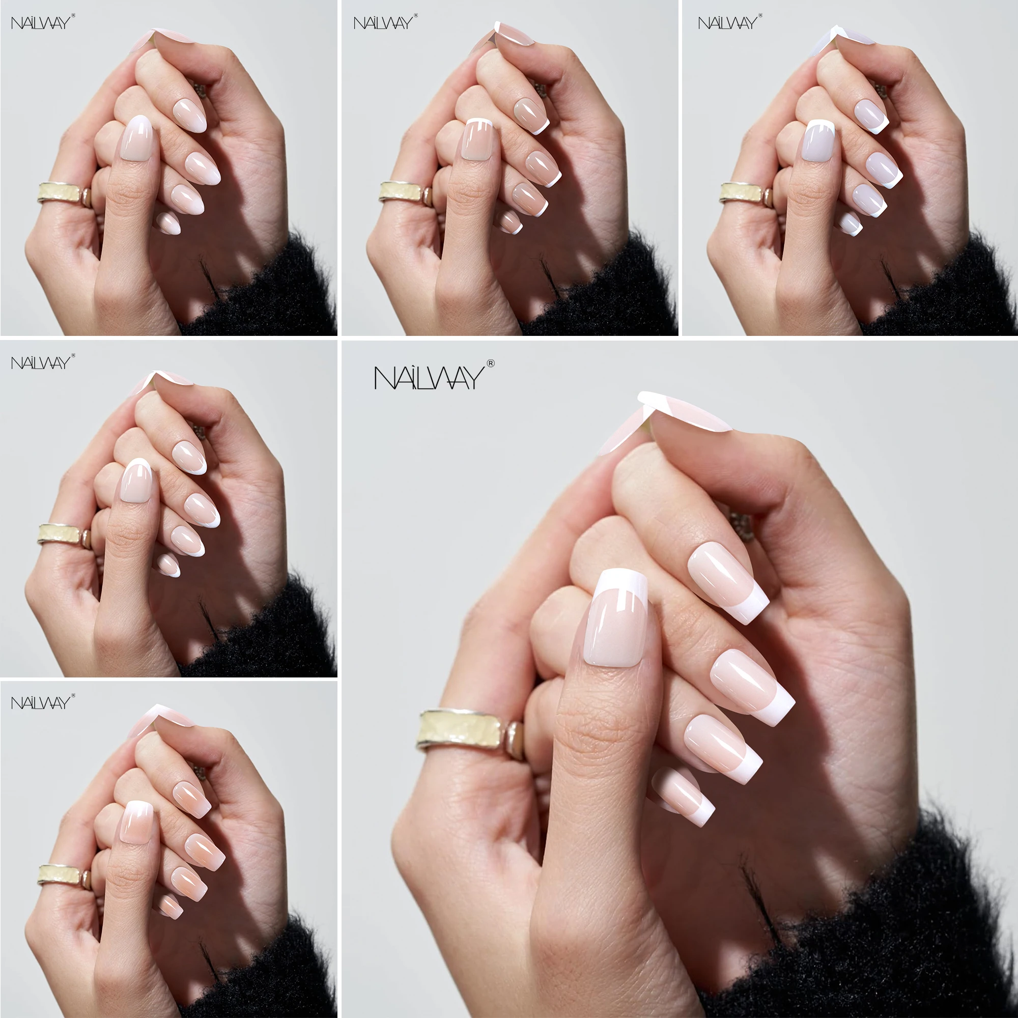 Alibaba.com: Nailway 30Pcs Reusable Short Press on Nails, French White ...