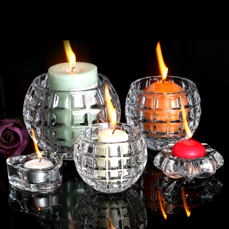 clear Decorative Glass Chimney Candle Holder Crystal Tealight Glasses ...