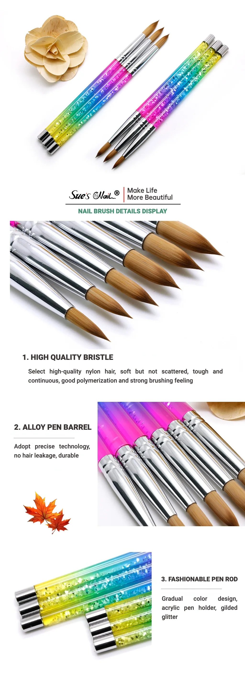 Sue's Nail High Quality Manicure Diy Kolinsky Hair Color Gradual ...