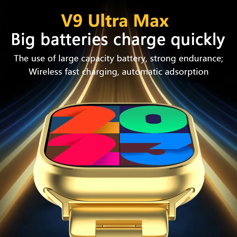 24k Gold Smart Watch Ultra Gold With Metal Strap V9 Ultra Max Health ...