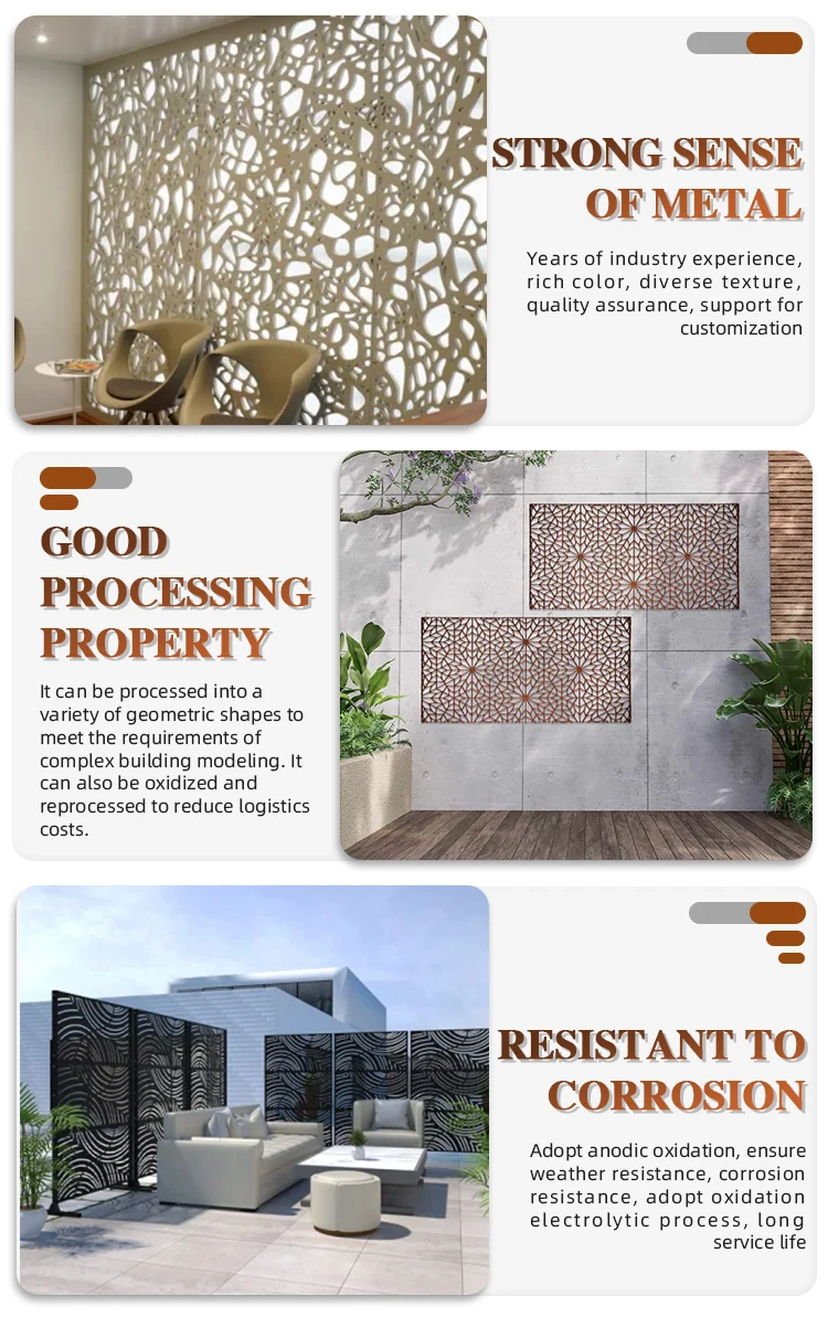 Laser Cut Metal Panel Decorative Screen Outdoor Garden Fence Corten ...