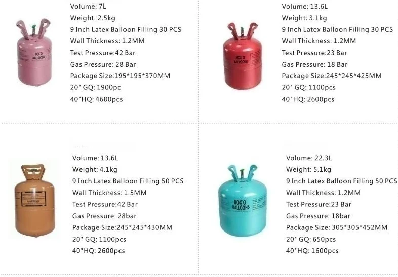 Shandong High Quality 7l/13.4l/22l Ballon Helium Gas Price/pure Helium ...