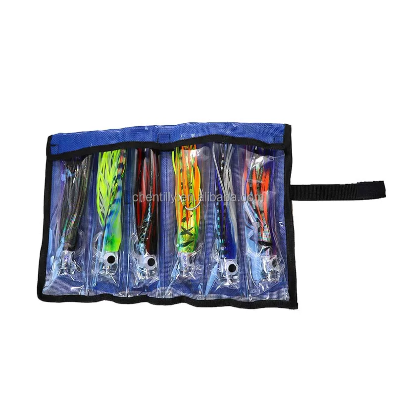 Skirted Fishing Lure 9" Marlin Tuna Lure Kit Rigged with 10/0 Hook 6pcs ...
