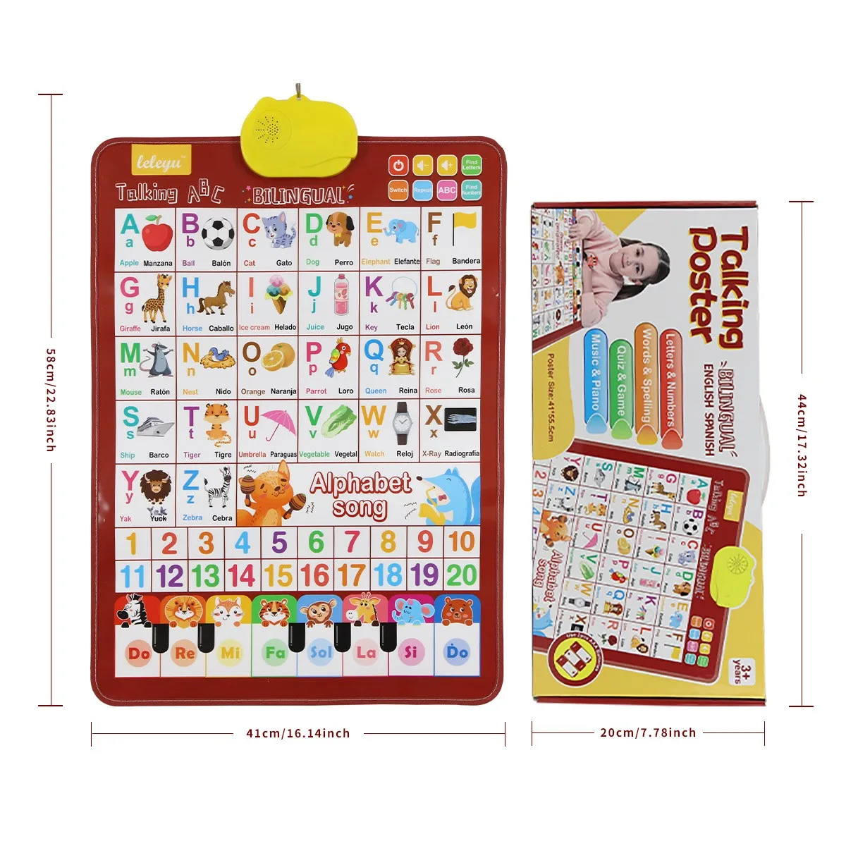 Electronic Bilingual Alphabet Poster English Abc Talking Maps Wall ...