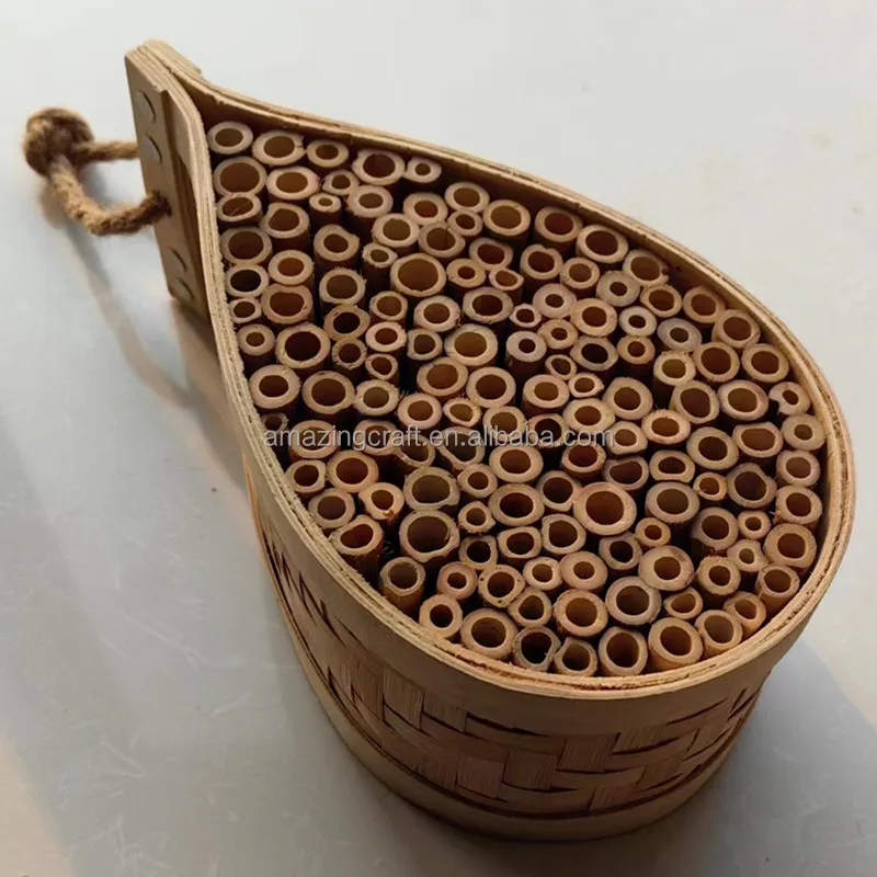 Mason Bee House Bee Habitat Hanging Handmade Natural Bamboo Tubes Bee ...