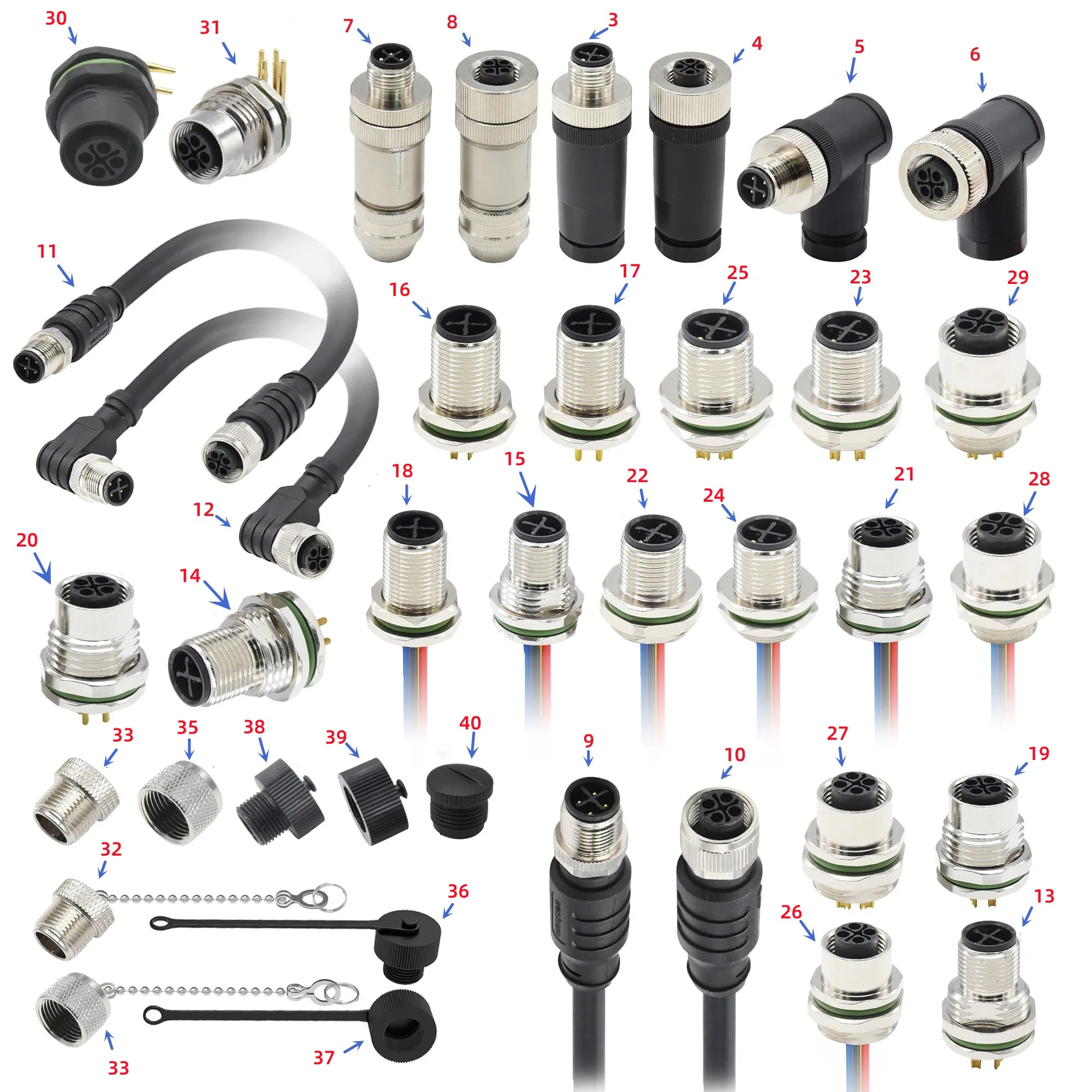 M12 Panel Mount Connector 4 Pin S Code Waterproof Plug