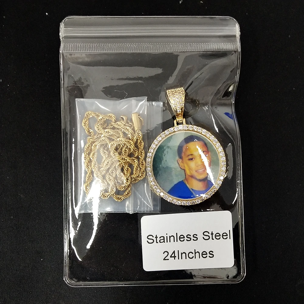 Custom Iced Out 45mm Memory Pendants Necklace Hip Hop Custom Photo ...