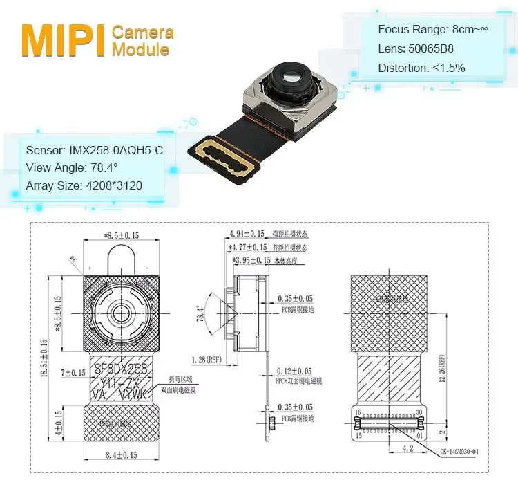 SincereFull SF8DX258Y11-ZX 13MP CMOS IMX258 Sensor MIPI/CSI Auto Focus ...