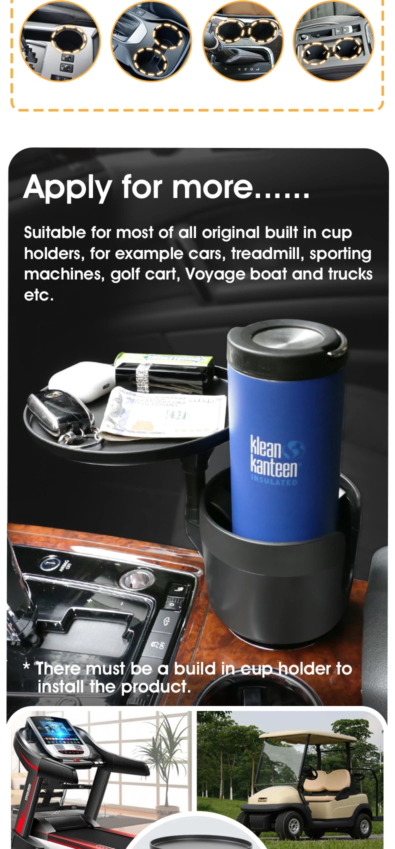 Car Cup Holder Expander and Attachable Tray Fits 16-40 oz Large Cup ...