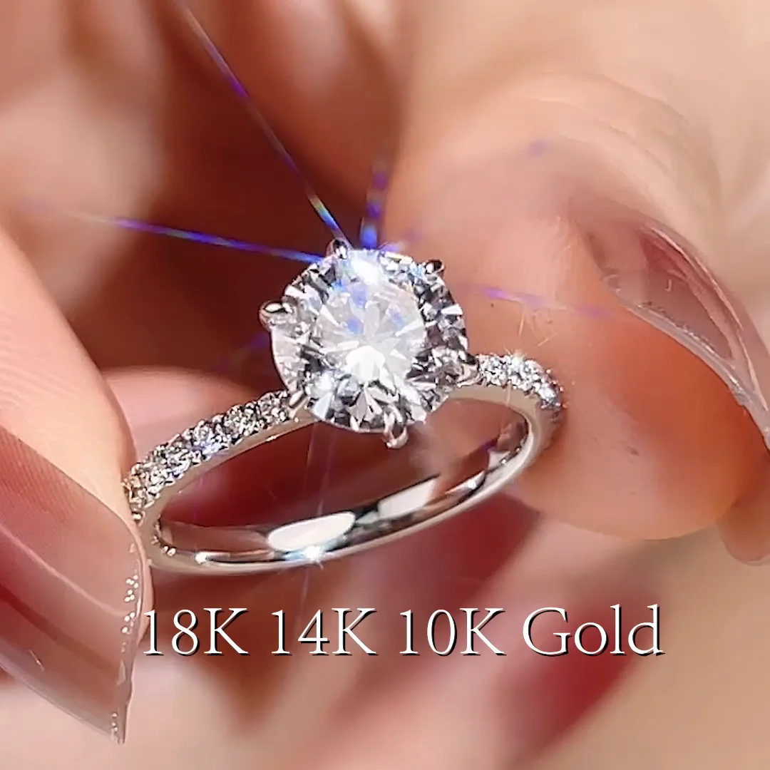 Messi Jewelry Igi 1ct Round Lab Diamond Engagement Ring Pt950 18k Gold Lab Diamond Ring Wedding ...