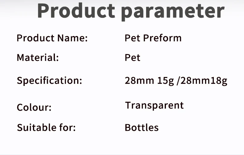 28mm 15g 18g 20g 25g 65g 100g 105g Soy Sauce Oil Preform 32mm Oil Pet Pipe Soy Oil Bottle ...
