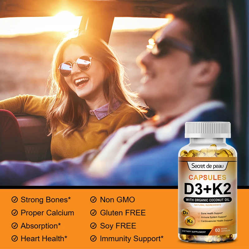 Private Label 120pcs Vitamin D3 K2 Softgel Immune Support