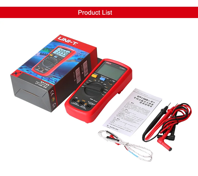Uni-t Ut136c+ Digital Multimeter 1000v 10a Dc Ac 40mf 400hz~40mhz -40~1000 Celsius Display Count ...