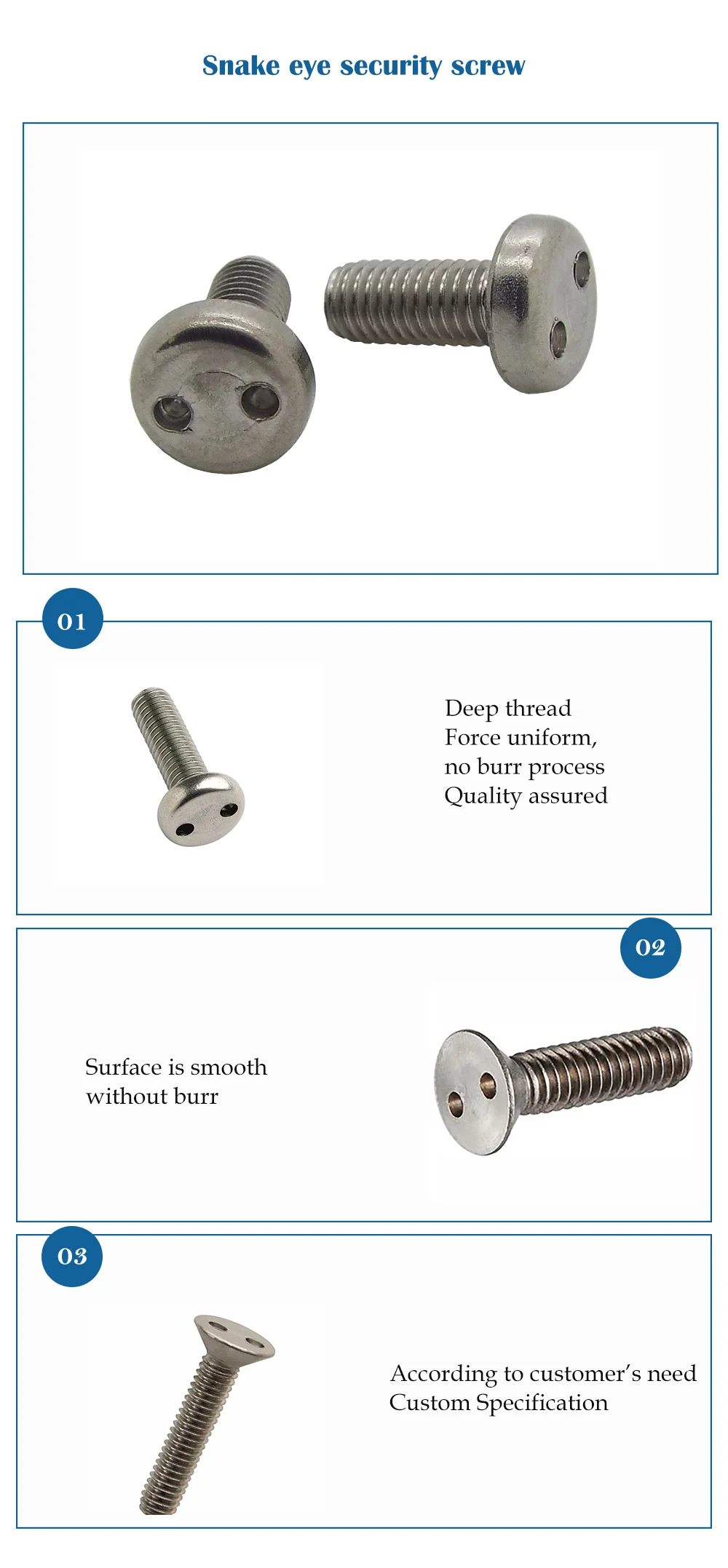 Stainless Steel 304 316 Pig Nose Truss Spanner Snake Eye Security Bolt ...