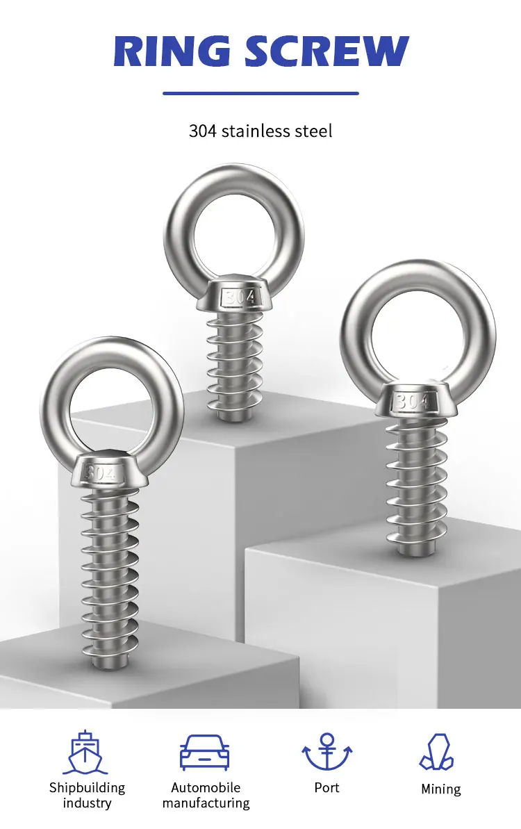 Stainless Steel Marine Lifting Eye Bolt Ring Screw Loop Hole For Cable ...