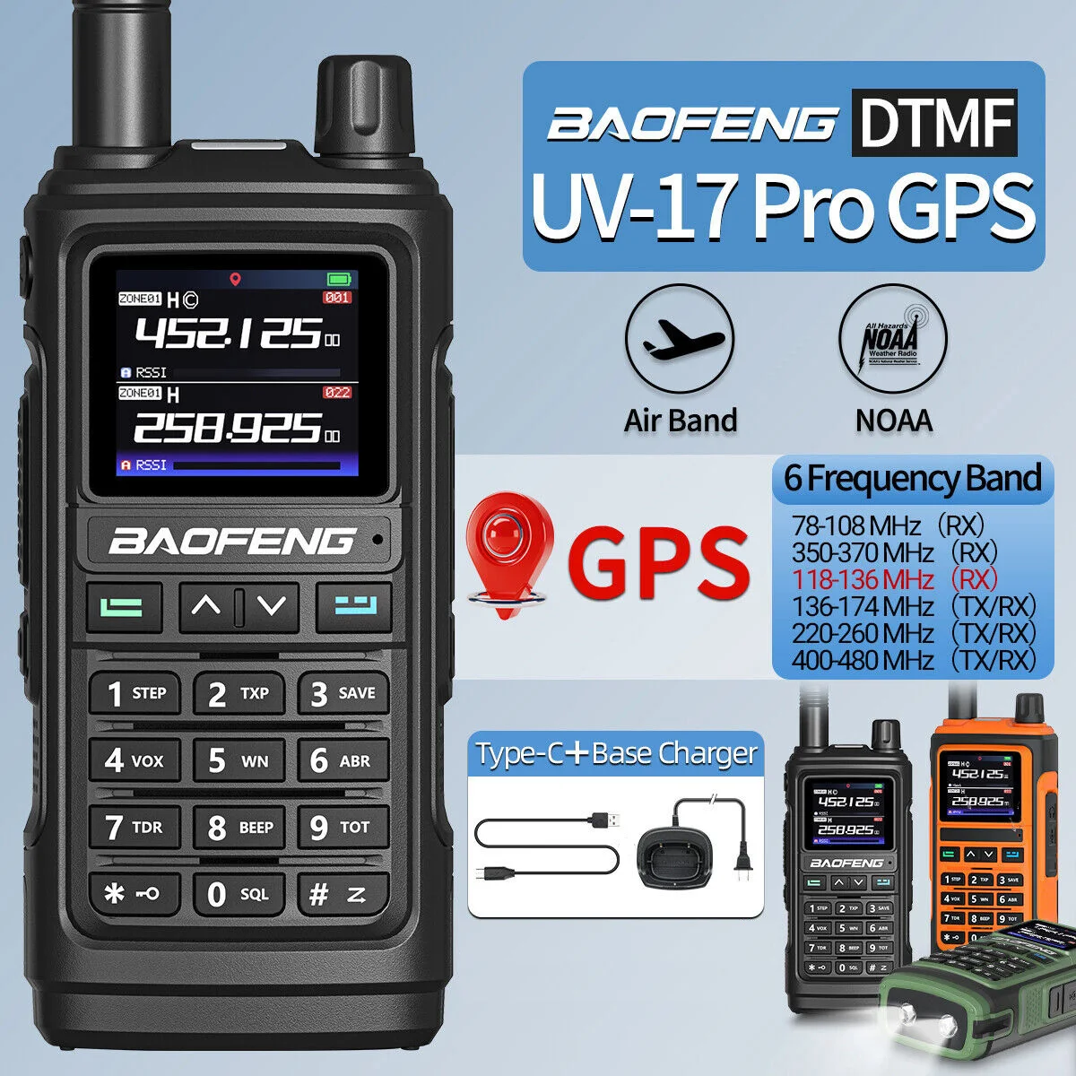 Analog Mini Duplex UHF/VHF 10W Two Way Radio - 20KM Range