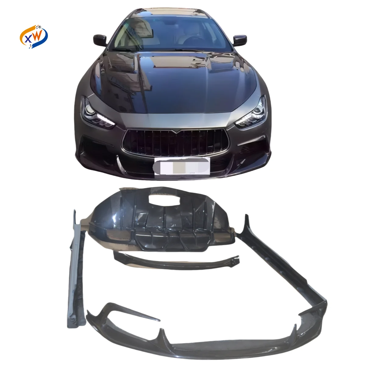 Formaserati Ghibli Modified Bumper Spoiler Side Skirt Aspc-style Carbon ...