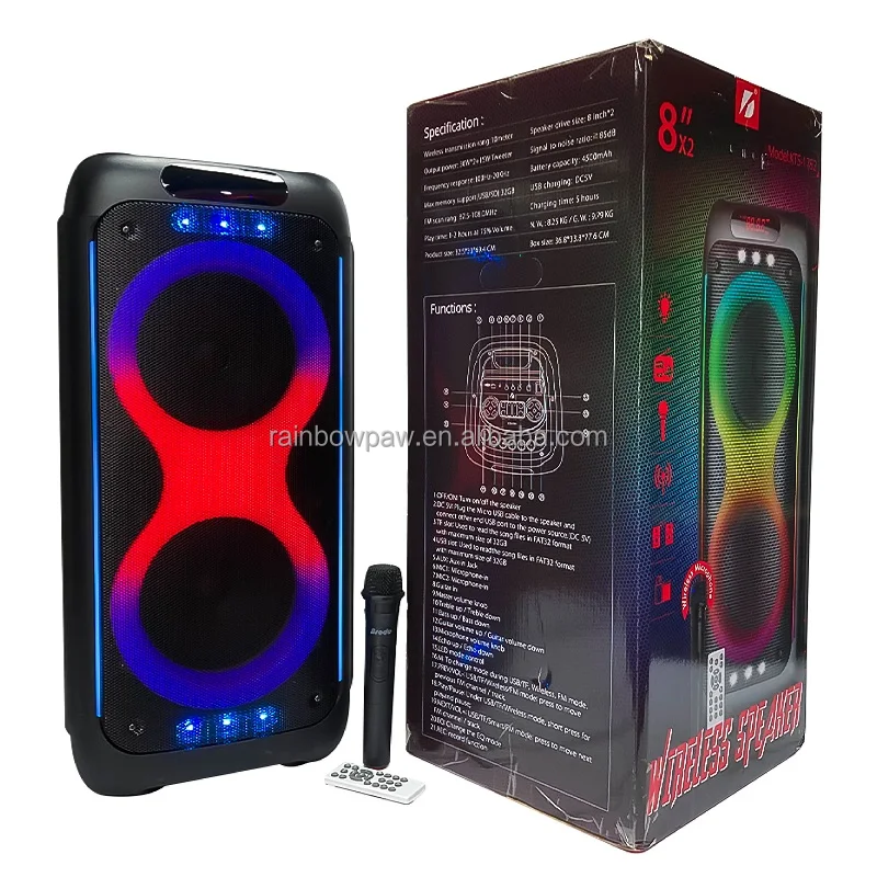 Kts-1782 Wireless Portable Speaker - Dual 8 Inch Loudness