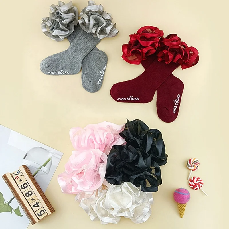 Wholesale Big Ruffle Tutu Socks Toddler 6-12 Months Anti Slip Knee High ...