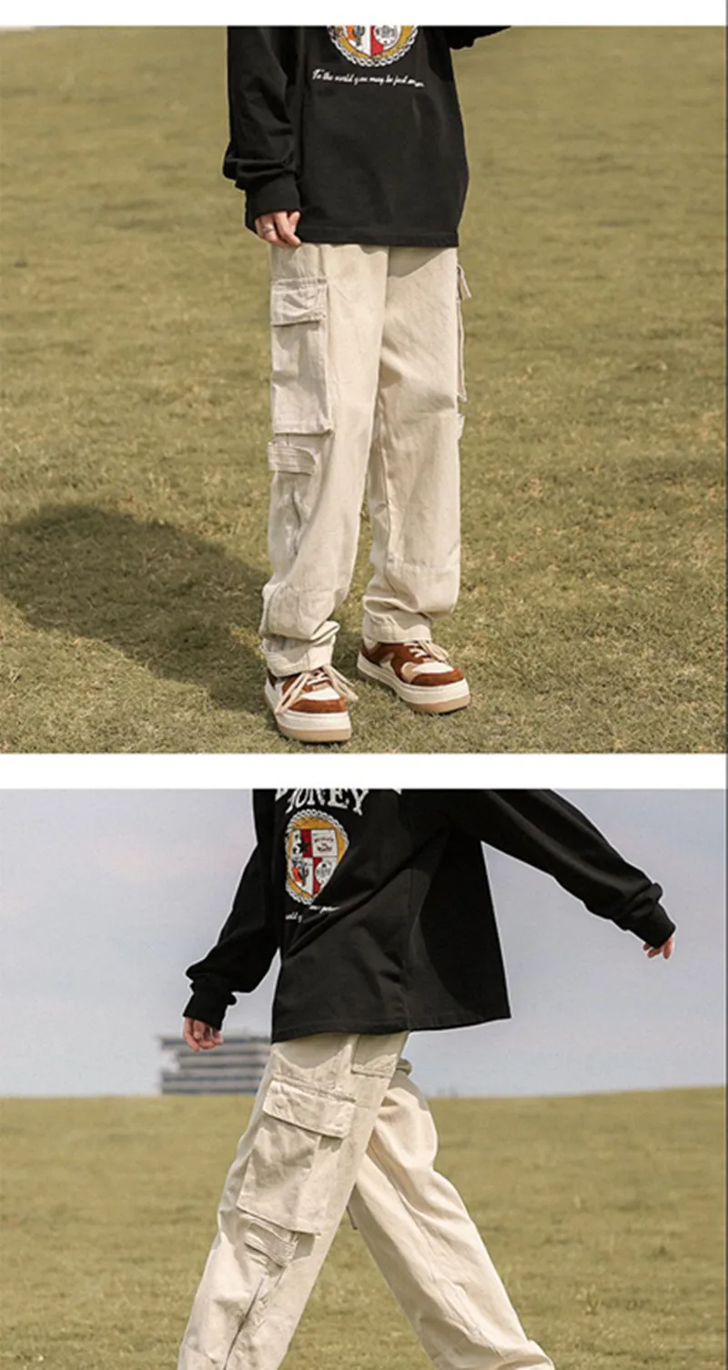 Men Multi-pocket Harem Hip Pop Pants Trousers Streetwear Sweatpants ...