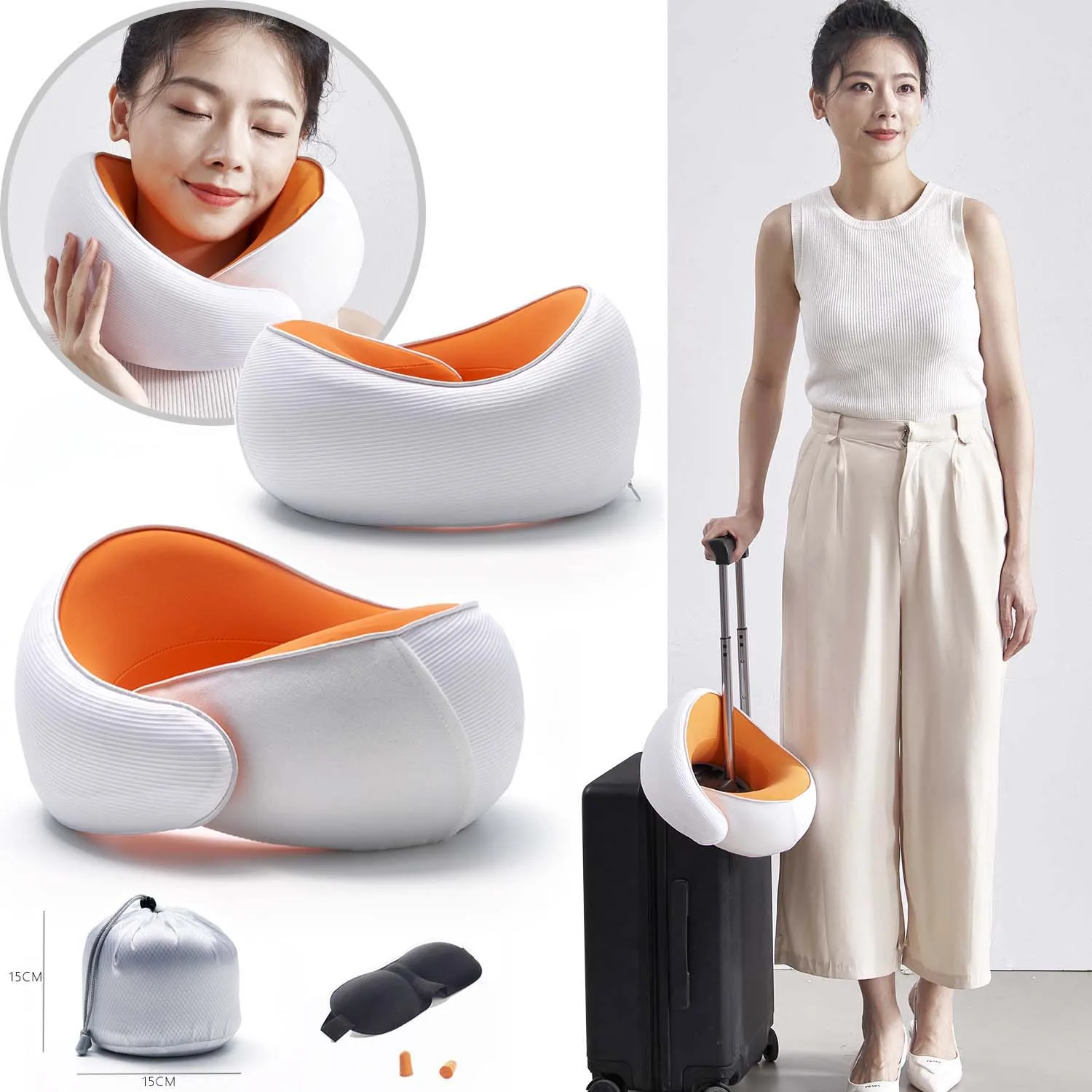 Saien 3 In 1 Cooling U-shape Travel Pillow For Airplane Memory Foam ...