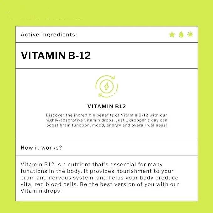 OEM Customized Label Vitamin B12 Liquid Drops Vitamin B12 Sublingual ...