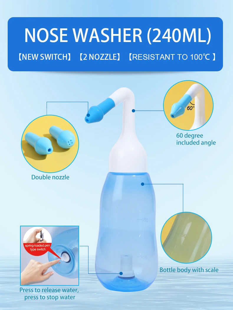 Nasal Irrigation System-240ml 8oz Nasal Wash Bottle Sinus Rinse Bpa-Free for Adult & Kid with ...