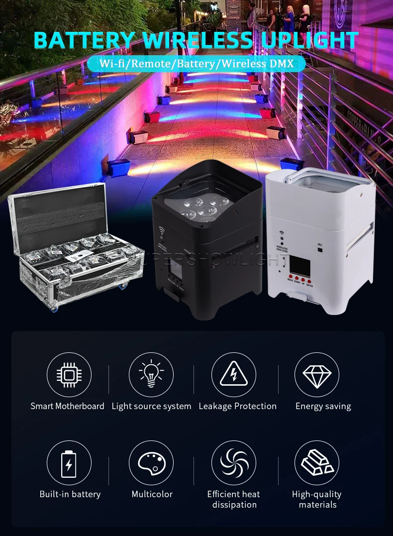 Hot Sale Rechargeable 6x18w 6 In 1 Rgbw Uv Led Uplights Stage Par Party ...