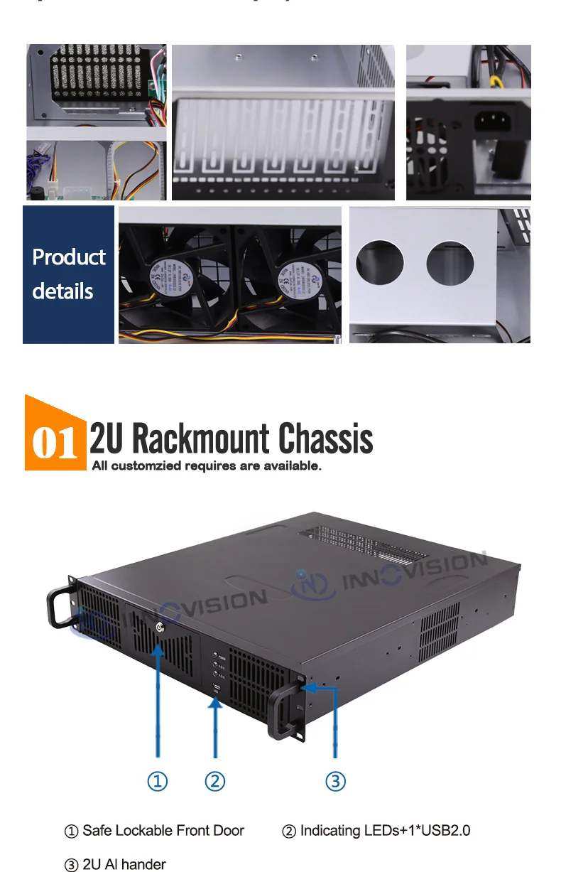 Stable Mini Itx 2U Rack Mount Server Chassis RC530A