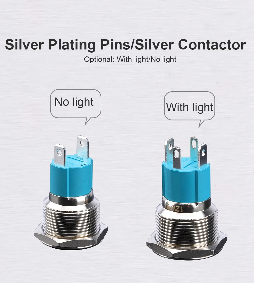 22mm Large Current Load Flat Round Head Metal Push Button Switch 1no ...