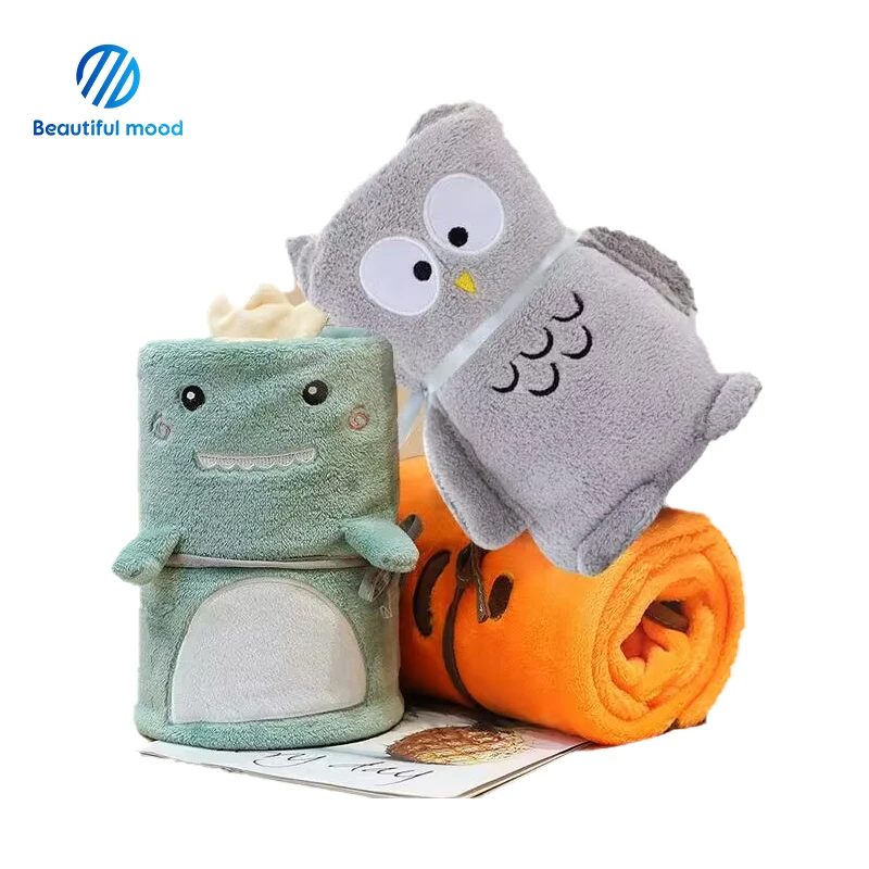 2021 Wholesale Cheap Baby Rolled Up Blanket Funny Animal Cartoon Fleece ...