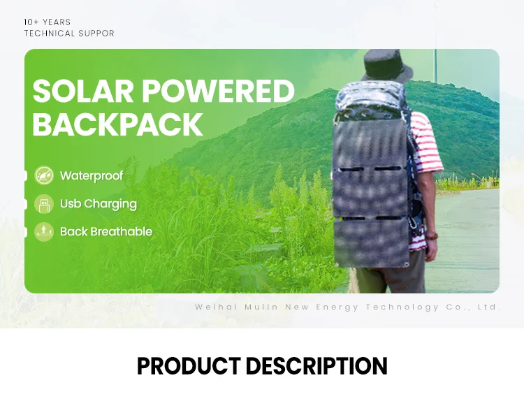 Large Mountain Backpack With Solar Power Bank 30w Solar Backpack For ...