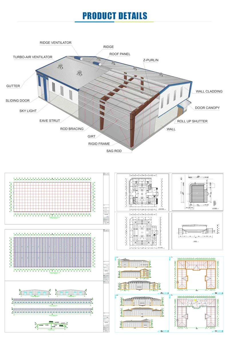 Prefabricated Steel Warehouse / Workshop / Hangar / Hall Steel ...