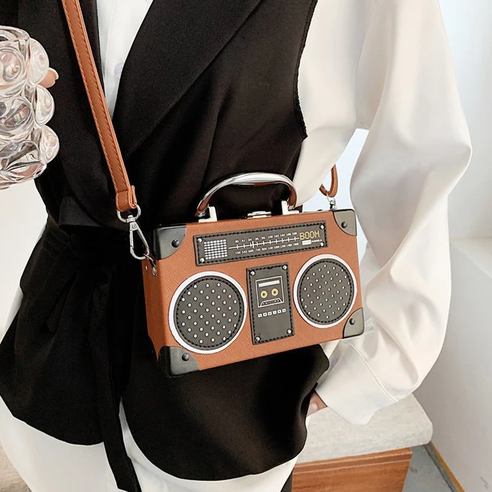 Personalized Retro Radio Mini Square Handbag Cute Creative Cross-body ...