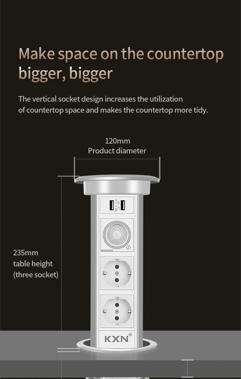 Electric Lifting Socket Tabletop with USB & Wireless Charging
