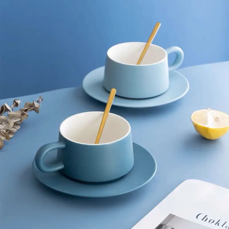 Morandi Blue Nordic Espresso Coffee Cappuccino Ceramic Cup And Saucer ...