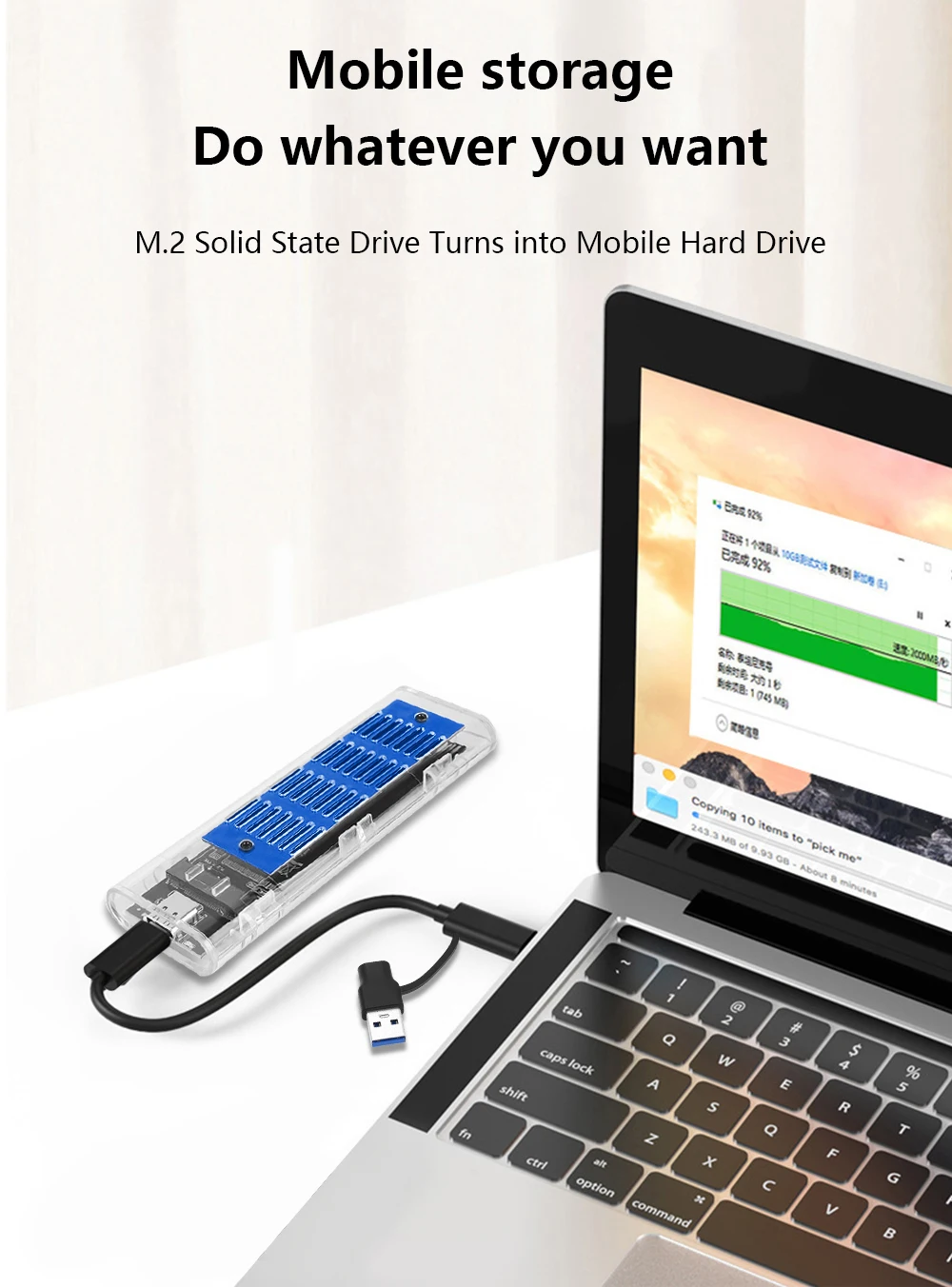 Tishric M2 Ssd Case Nvme/ Sata Ssd Enclosure Dual Protocol Usb Type C M ...