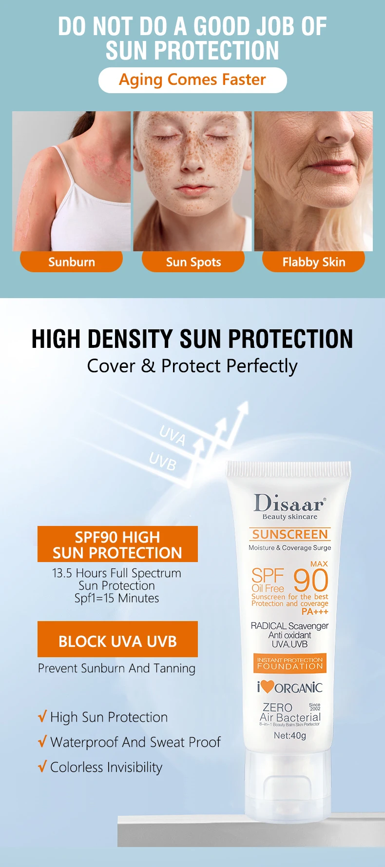 Disaar SPF 90 Sunscreen - All Skin Types - Fast Delivery