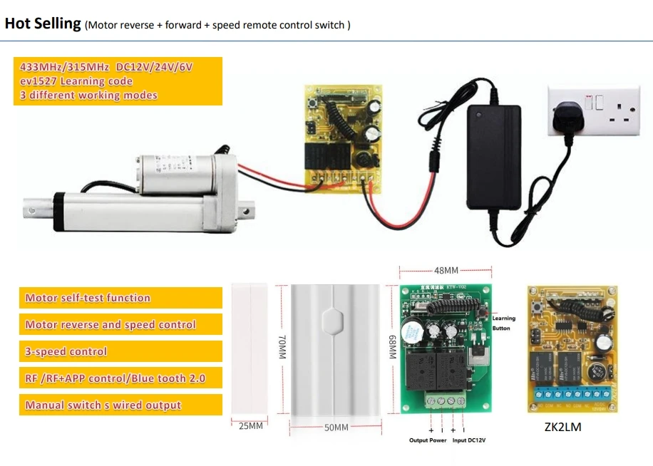 KONST 4-Keys 433 Learning Code Wireless Remote Control Intelligent ...