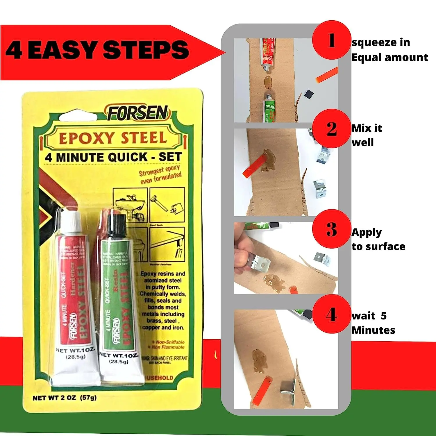 High Temperature Epoxy Adhesive - 4 Minutes Steel Glue