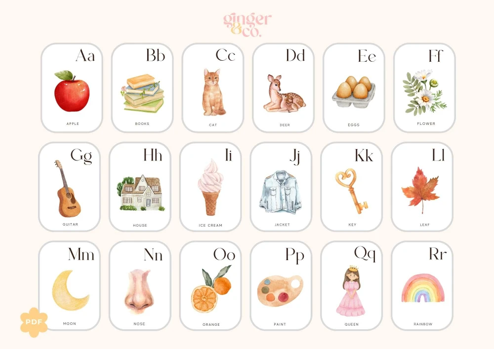 Montessori Cards Preschool Alphabet Learning Abc Flash Cards for Kids ...