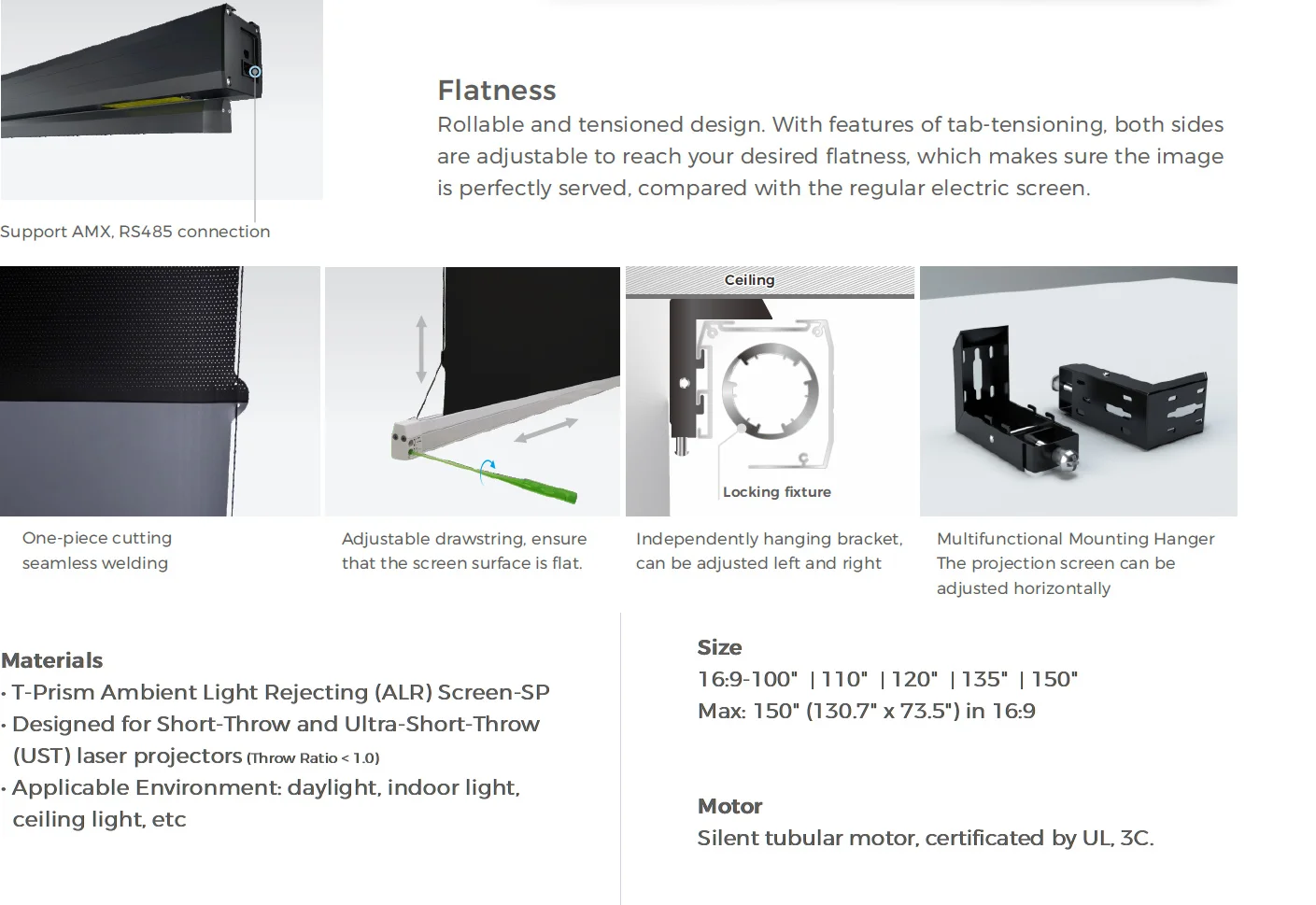 Screen Pro 150inch Motorized Ceiling Mounted Projector Screen 3d ...