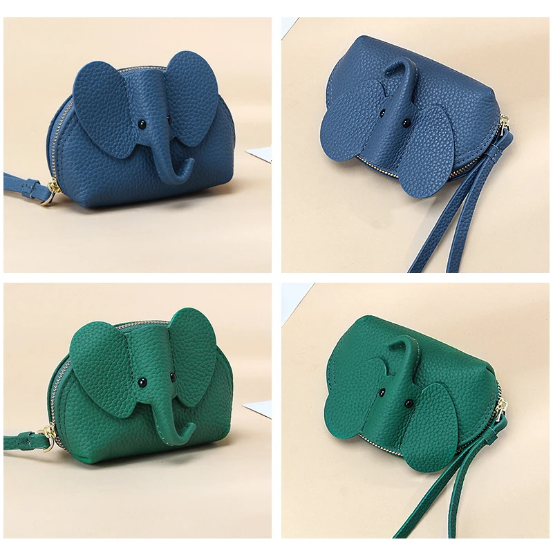 AndoBag Cute Elephant Coin Purse for Women Genuine Cow Leather Mini ...